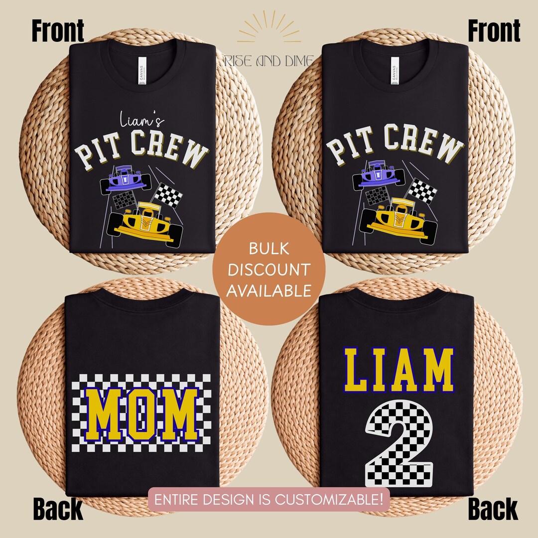 Personalized Pit Crew Family Matching Shirts, Two Fast Birthday Outfit ...