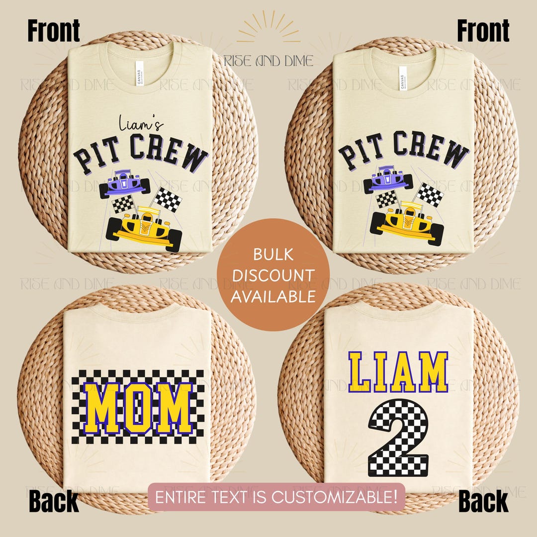 Personalized Pit Crew Family Matching Shirts, Two Fast Birthday Outfit ...