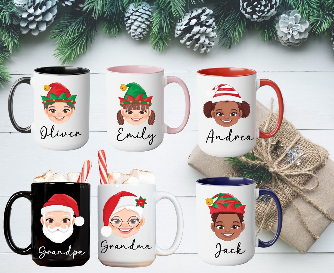 Personalized Christmas Mug, Hot Chocolate Mug, Family Christmas Mugs ...