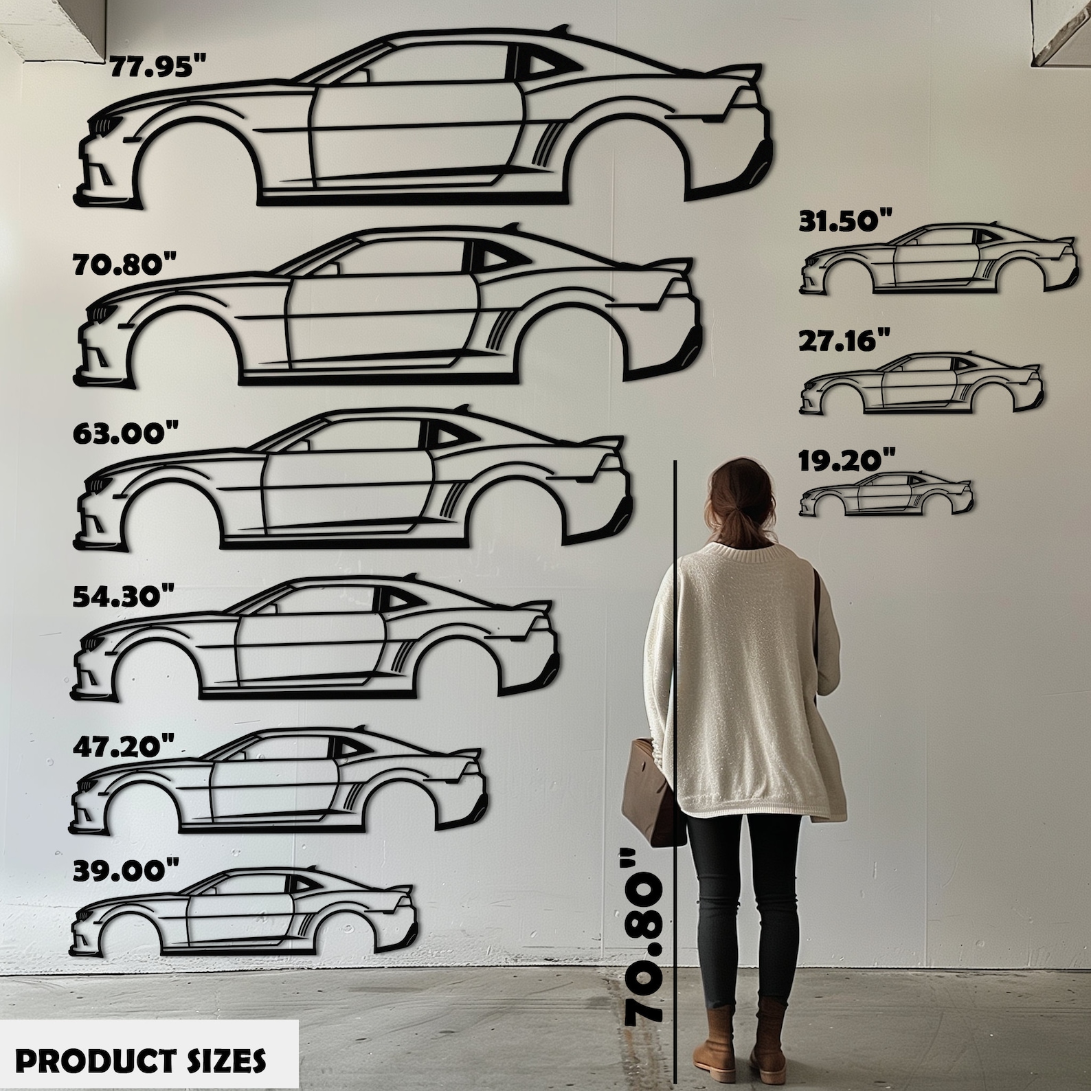 Metal Car Wall Art, Car Guy Gift, Car Silhouette, Automotive Wall Decor ...