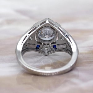 Vintage Old European Style Sapphire & Diamond Wedding Ring, Estate ...