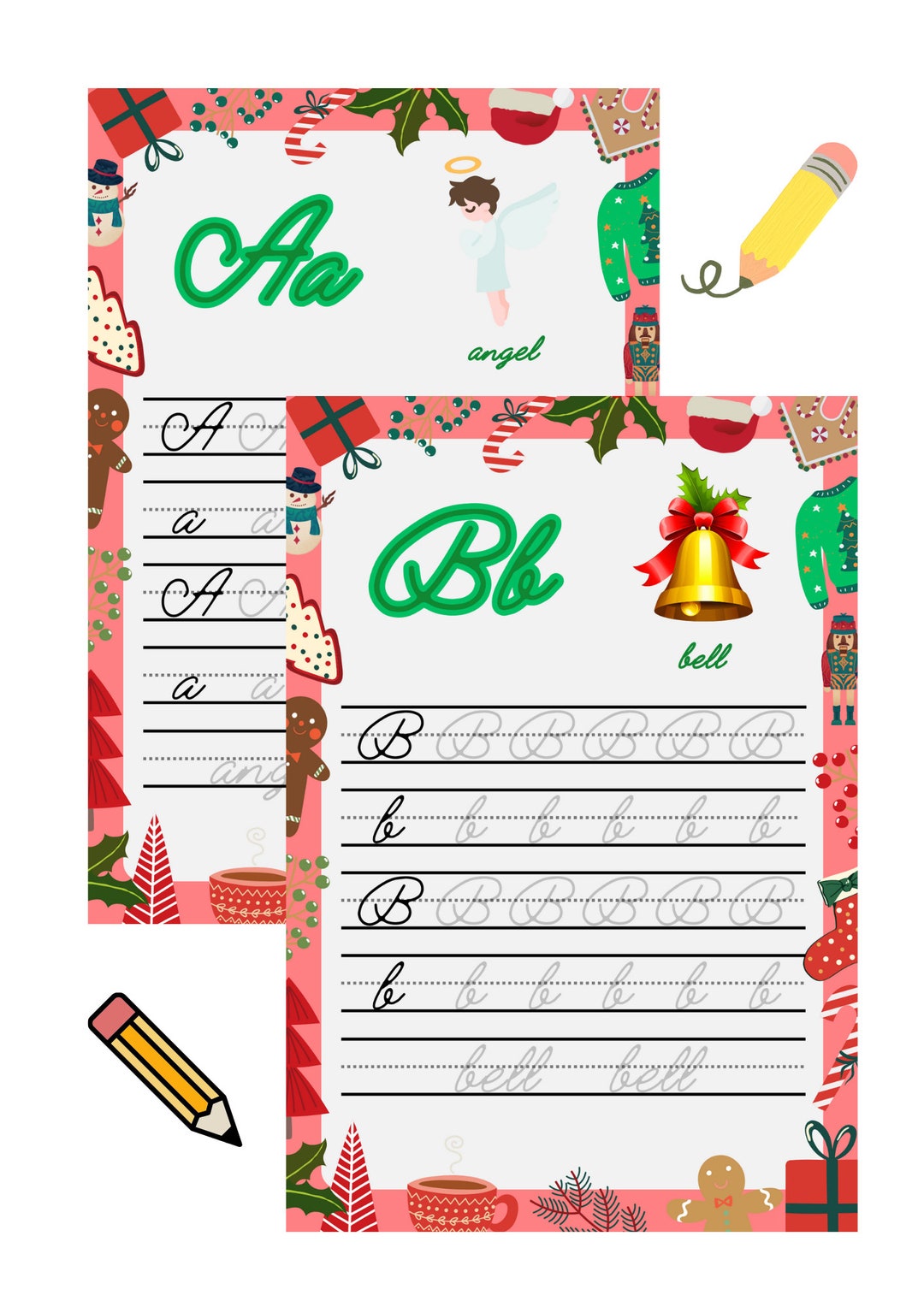 TRACE the ALPHABET Cursive: CHRISTMAS Edition. Printable Abc Learning ...