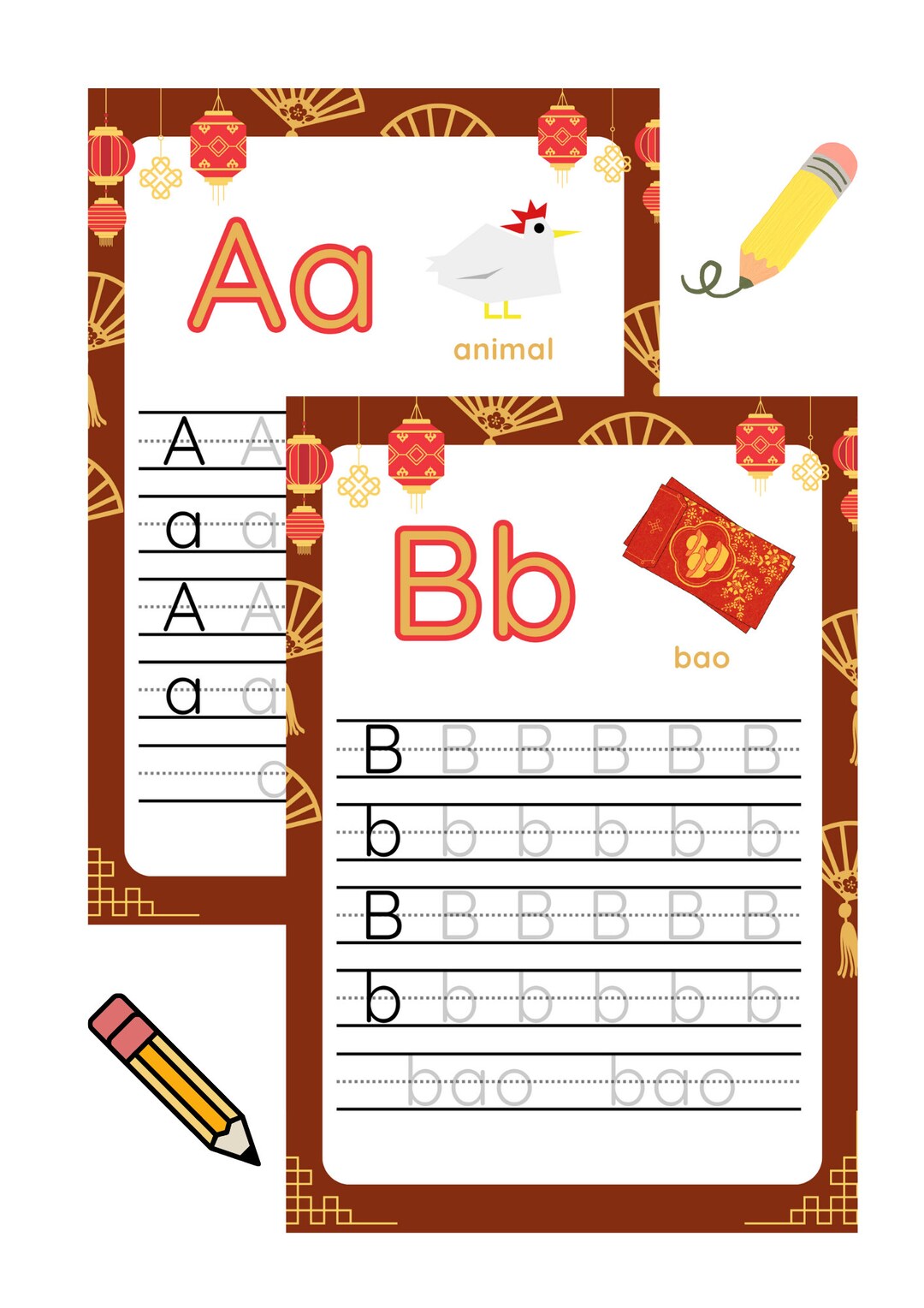 TRACE the ALPHABET: Lunar New Year Edition. Printable Abc Learning ...