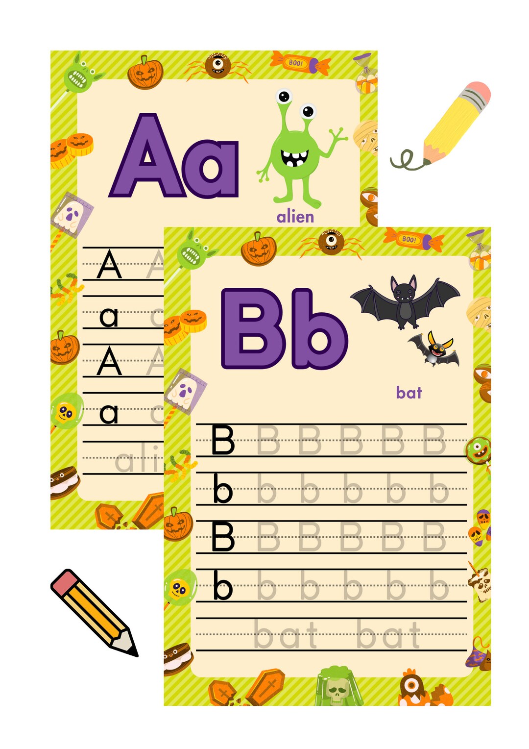 TRACE the ALPHABET: Halloween Edition. Printable Abc Learning ...