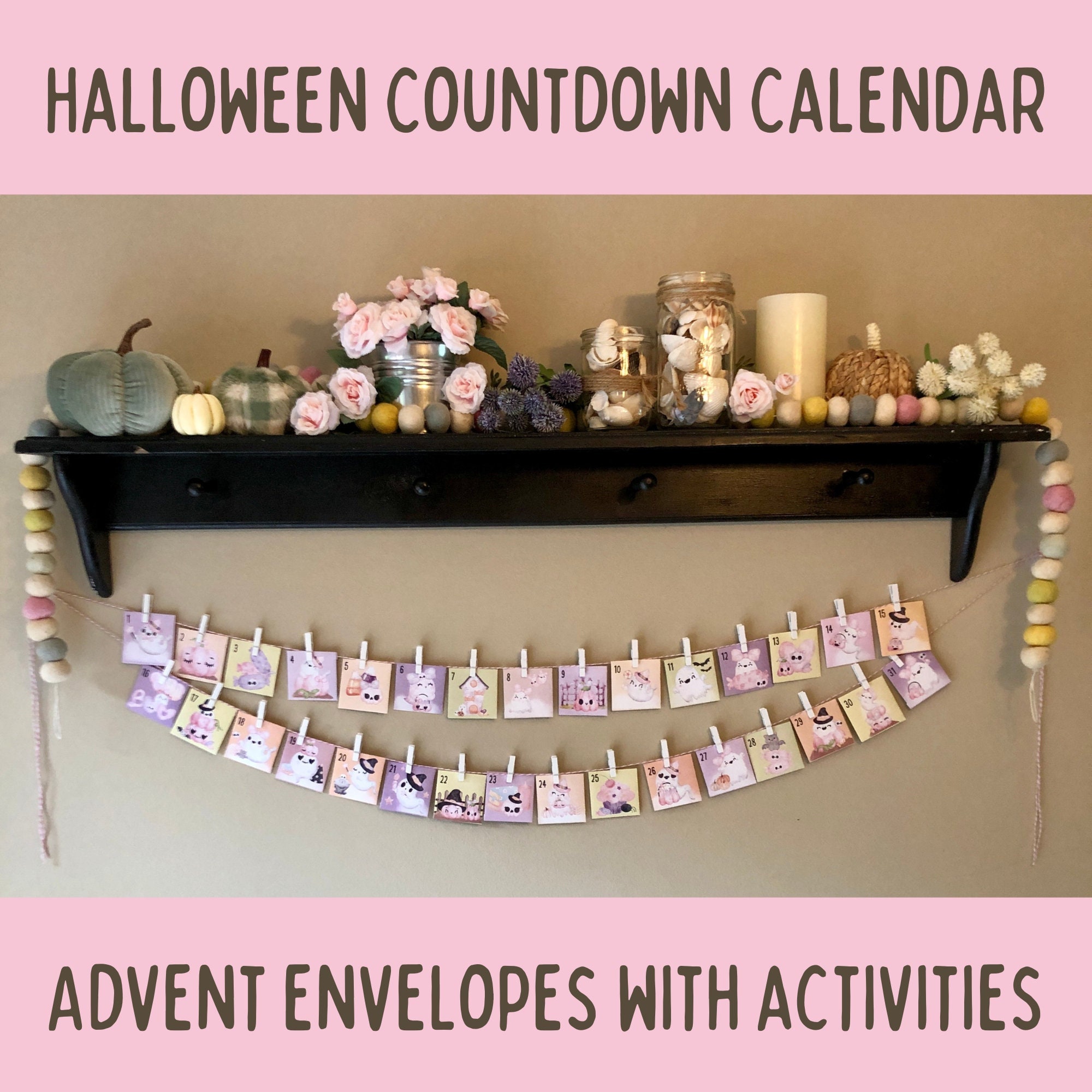 Pastel Halloween Countdown Calendar, Halloween Advent Activity ...