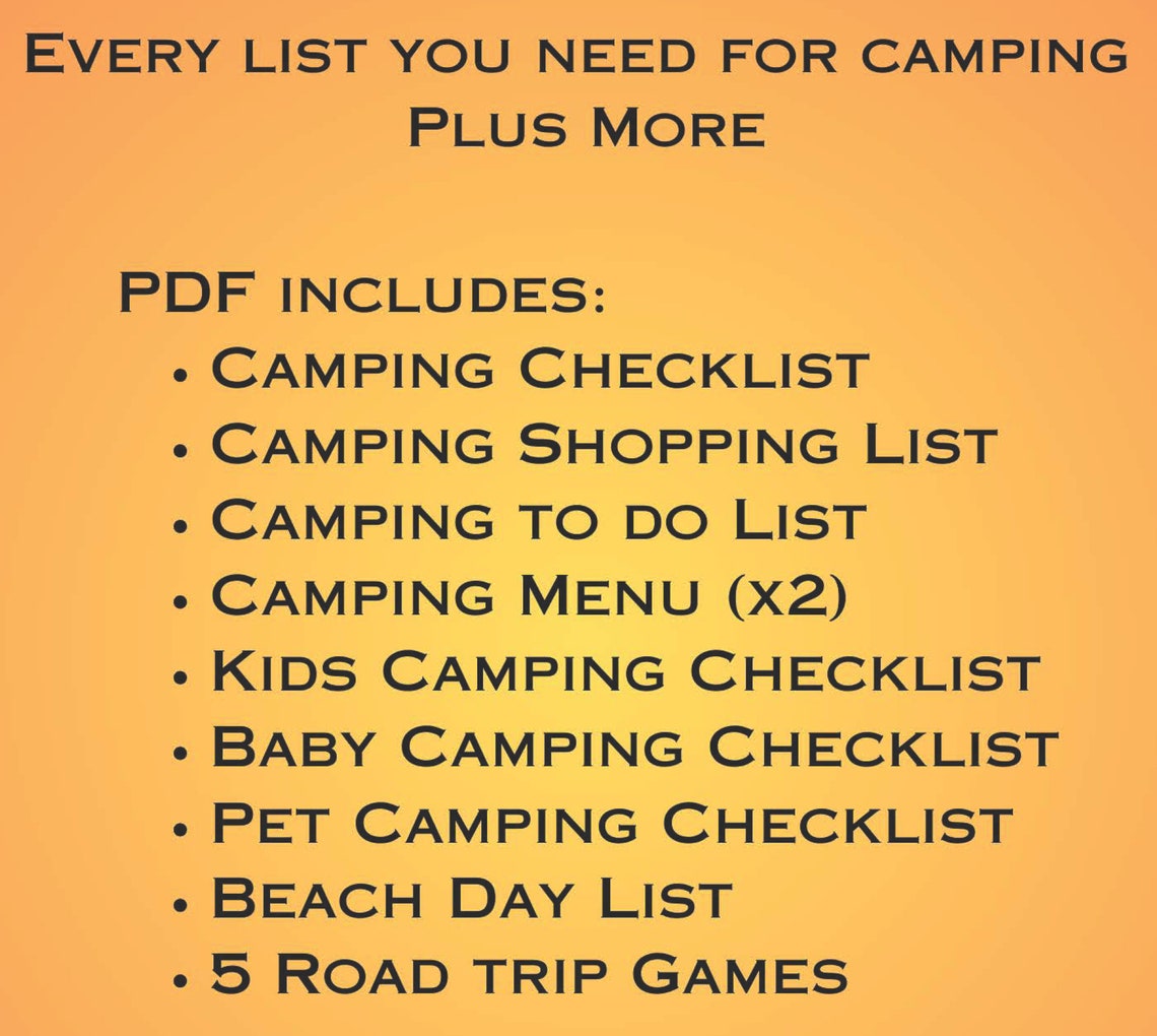 Every Camping List You Need Plus MORE! Camping Checklist, Kids, Baby ...