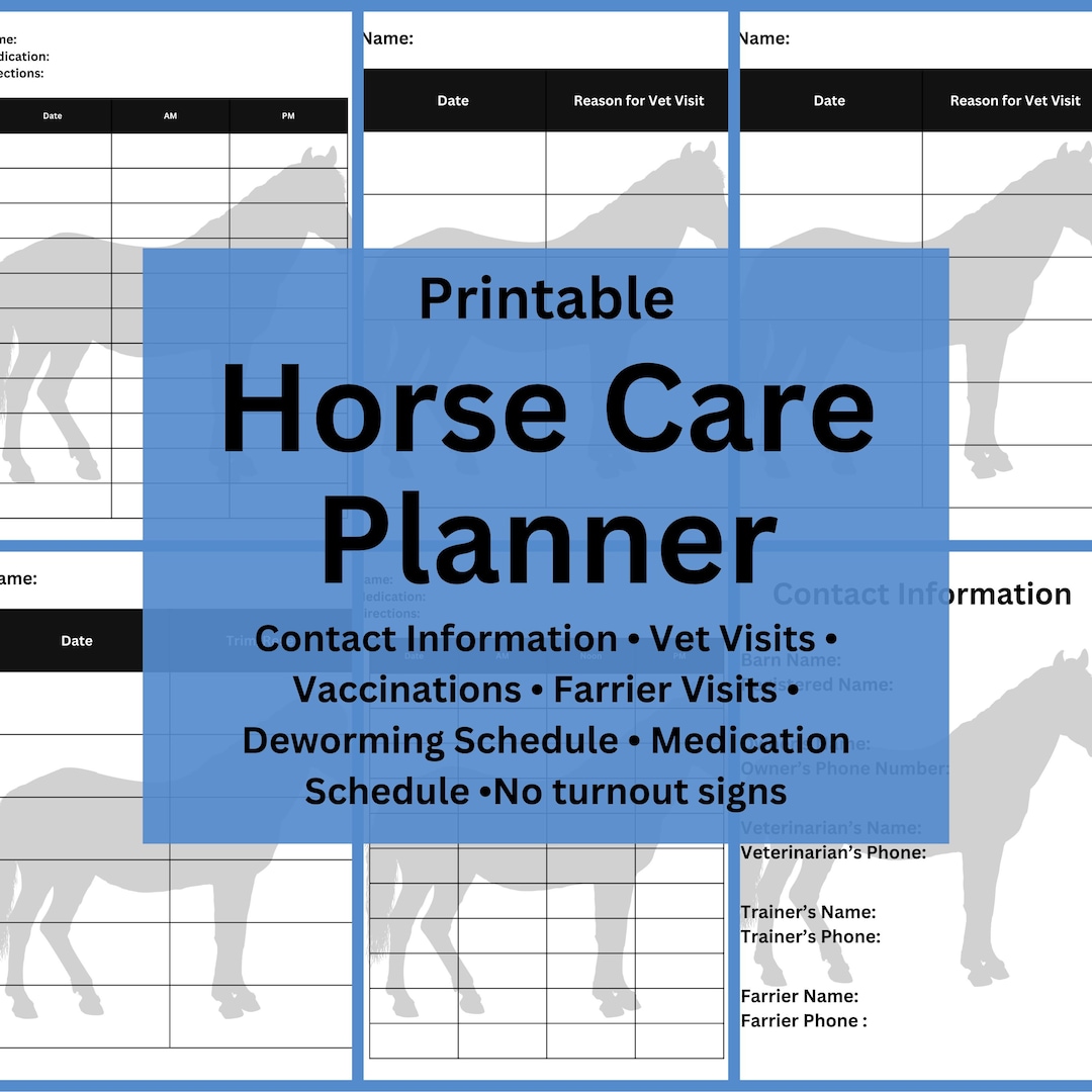 Printable Horse Care Planner - Etsy