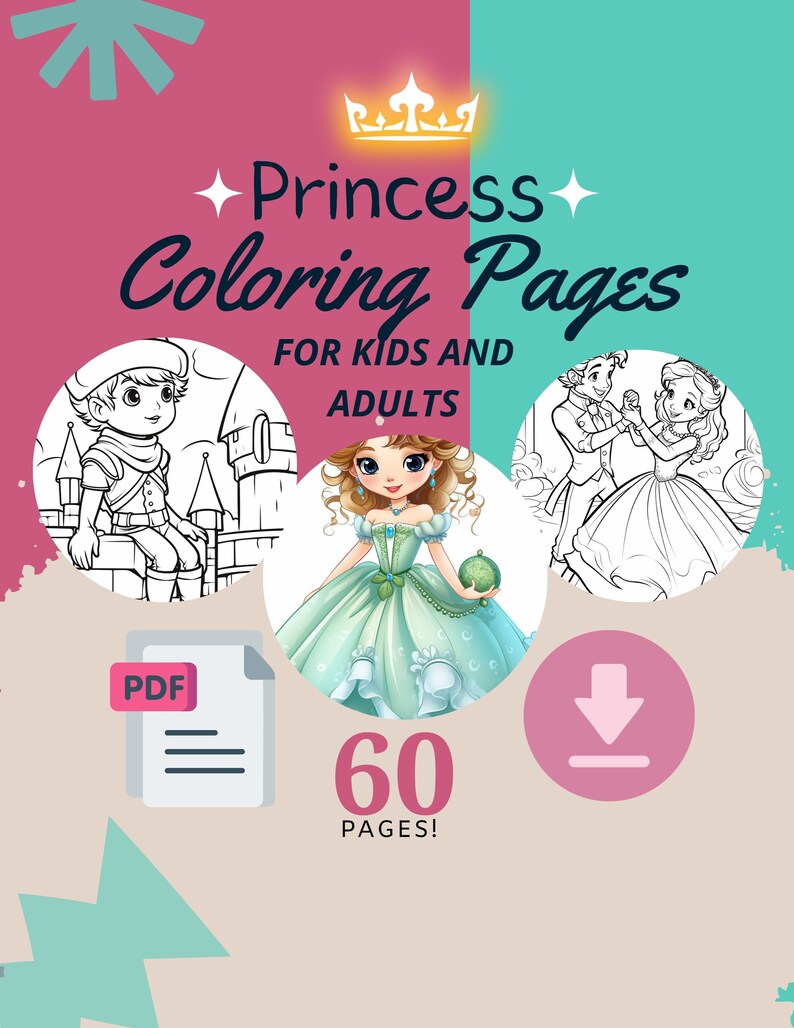 Princess Coloring Pages | 60 Pages | Kids Coloring Prints | for Kids ...