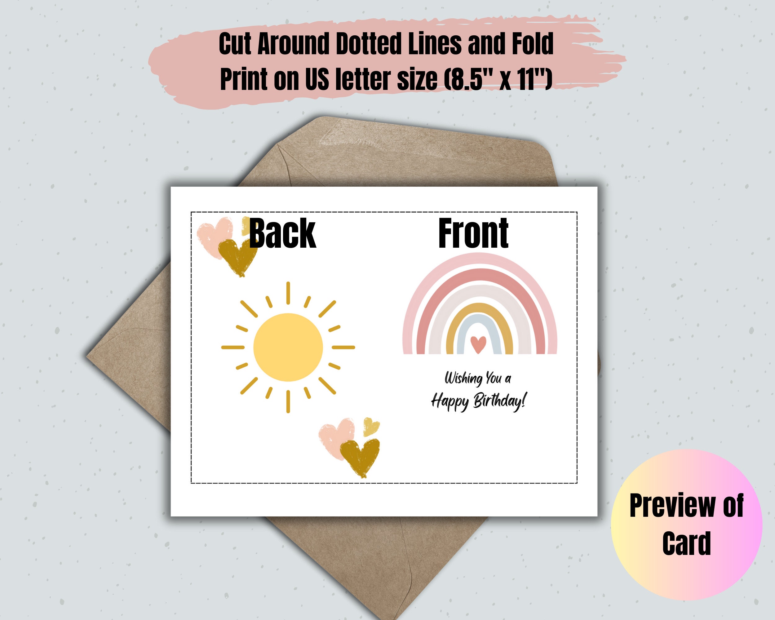 Happy Birthday Card Digital Download Printable PDF - Etsy