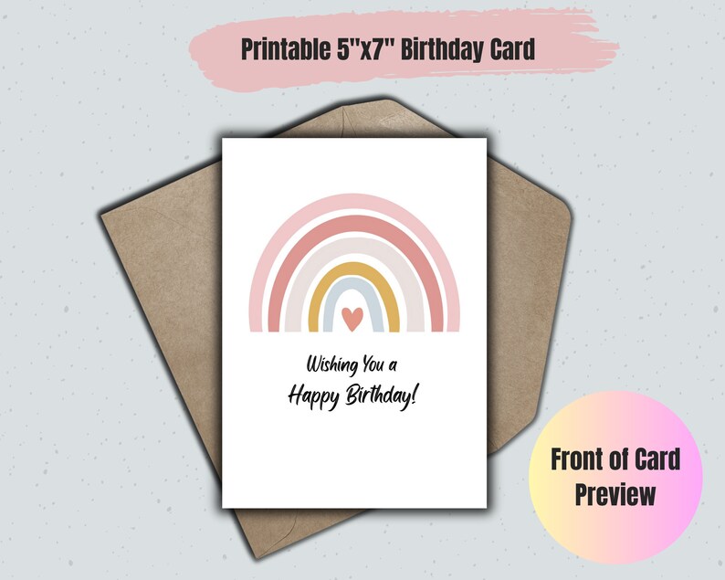 Happy Birthday Card Digital Download Printable PDF - Etsy
