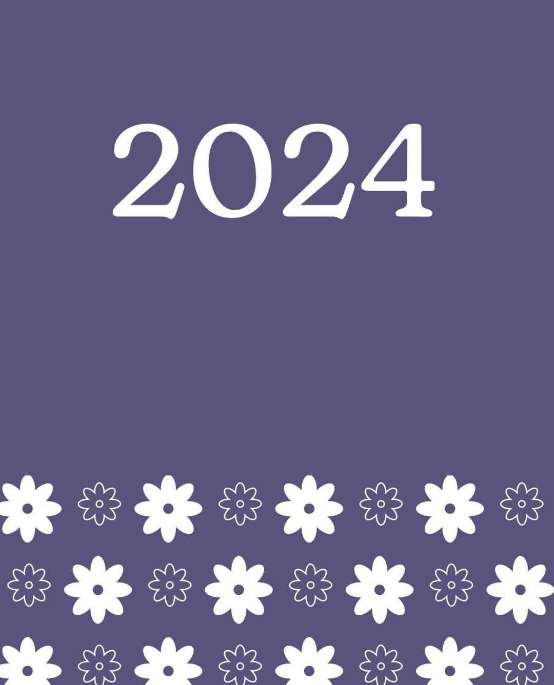 Purple Blooms: 2024 Monthly Calendar Instant Digital Download ...