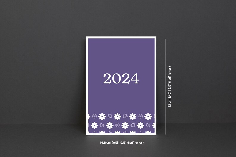 Purple Blooms: 2024 Monthly Calendar Instant Digital Download ...