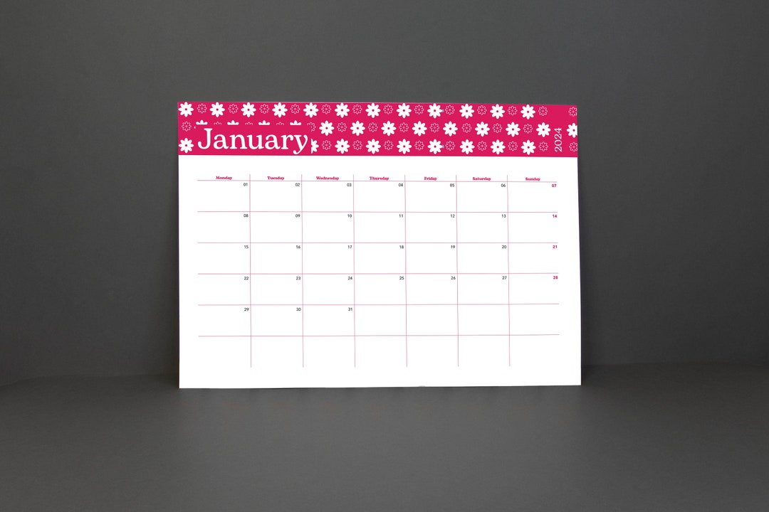 Pink Blooms: 2024 Monthly Calendar - Instant Digital Download ...