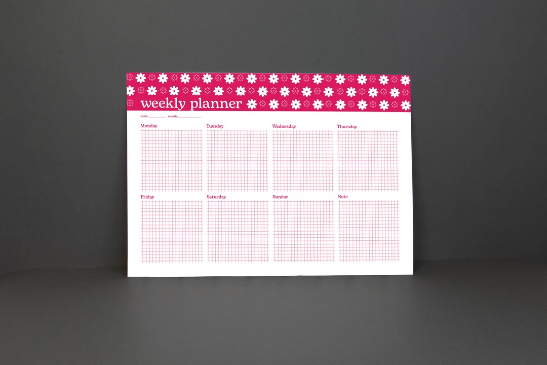 Pink Weekly Planner 2024 - Instant Digital Download Printable A3 and ...