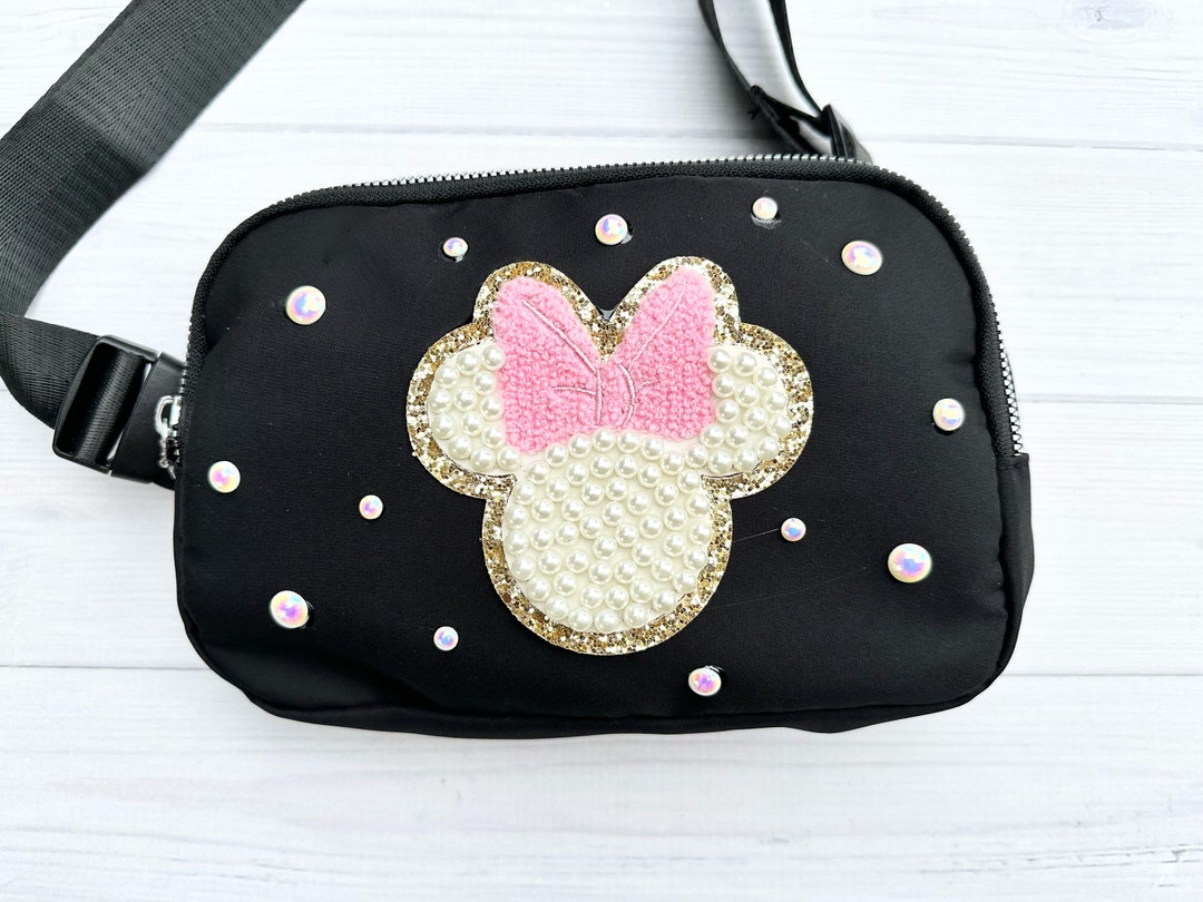 Mouse Black Crossbody Bag, Bridal Pearl Mouse Bag, Theme Park Fanny ...