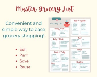 Master Grocery List - Etsy