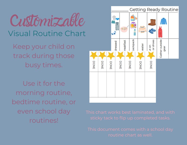 Visual Routine Chart - Morning Routine - School Routine - Etsy