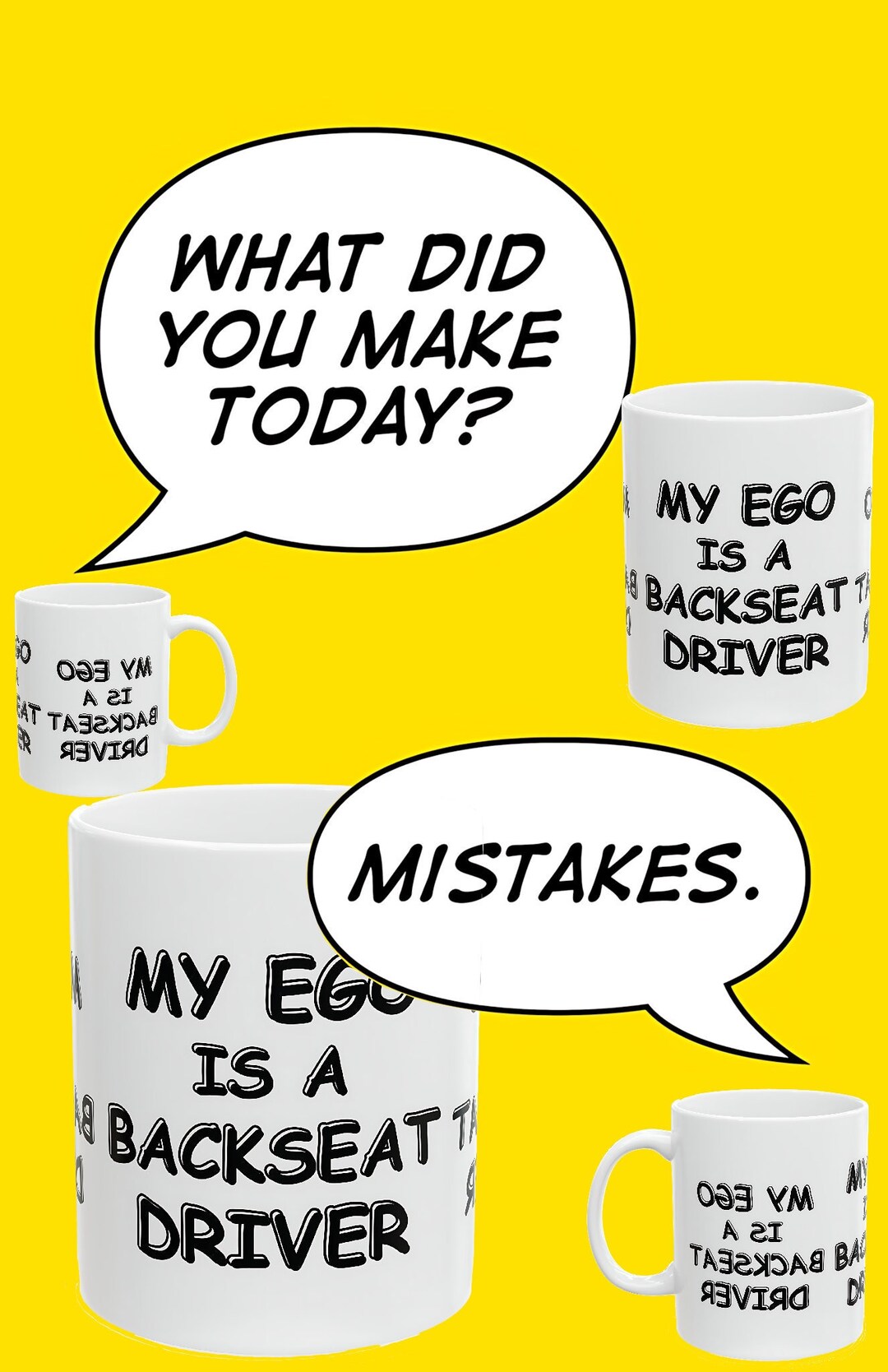 Ceramic Ego Observation Mug, Whimsical Coffee Cup, Funny Wisdom Quote ...