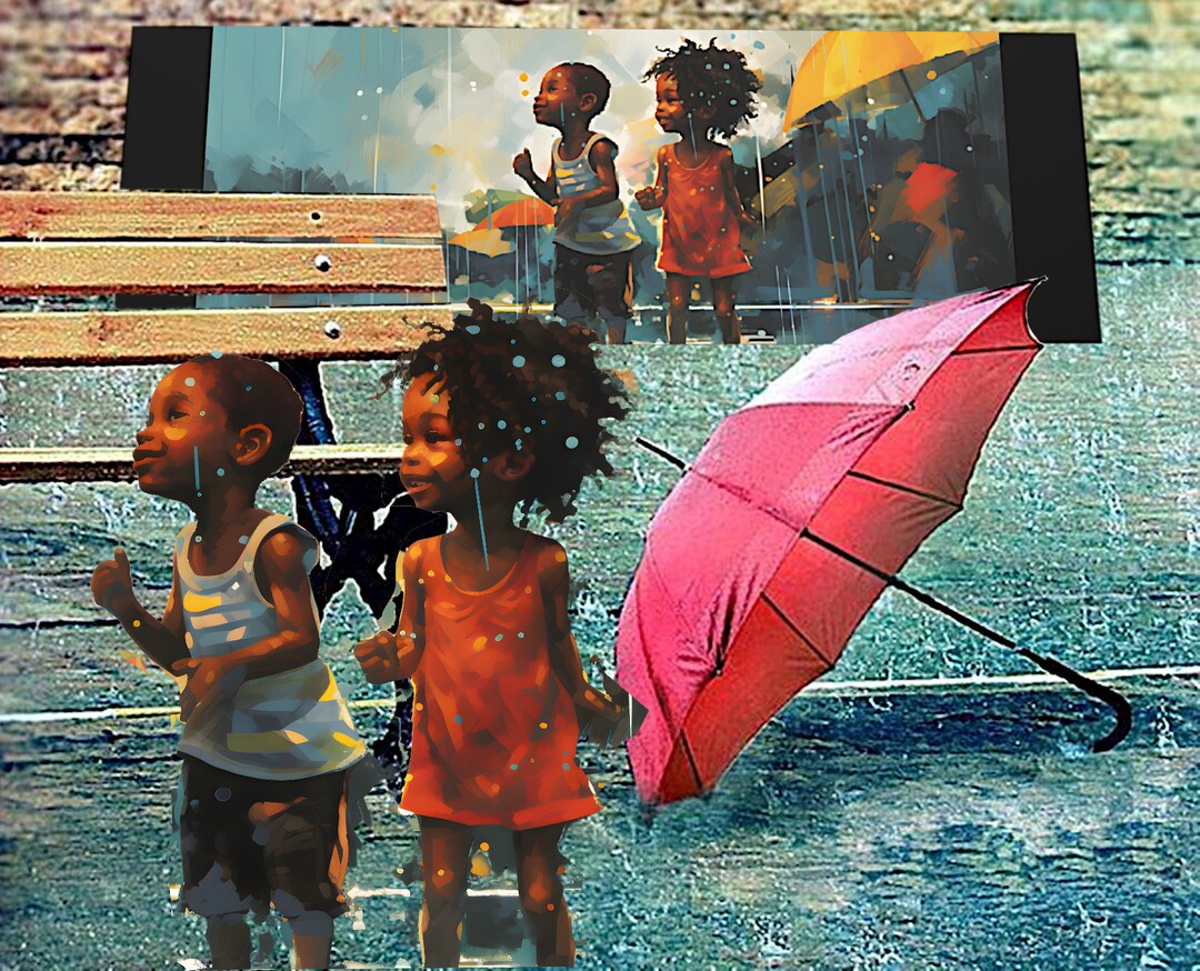 Adorable Children Canvas Wall Black Art, Urban Culture African American ...