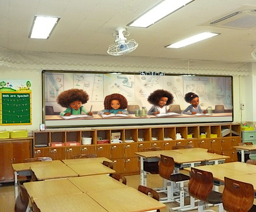 Cute Classroom African American Wall Art Decor, Black American Children ...