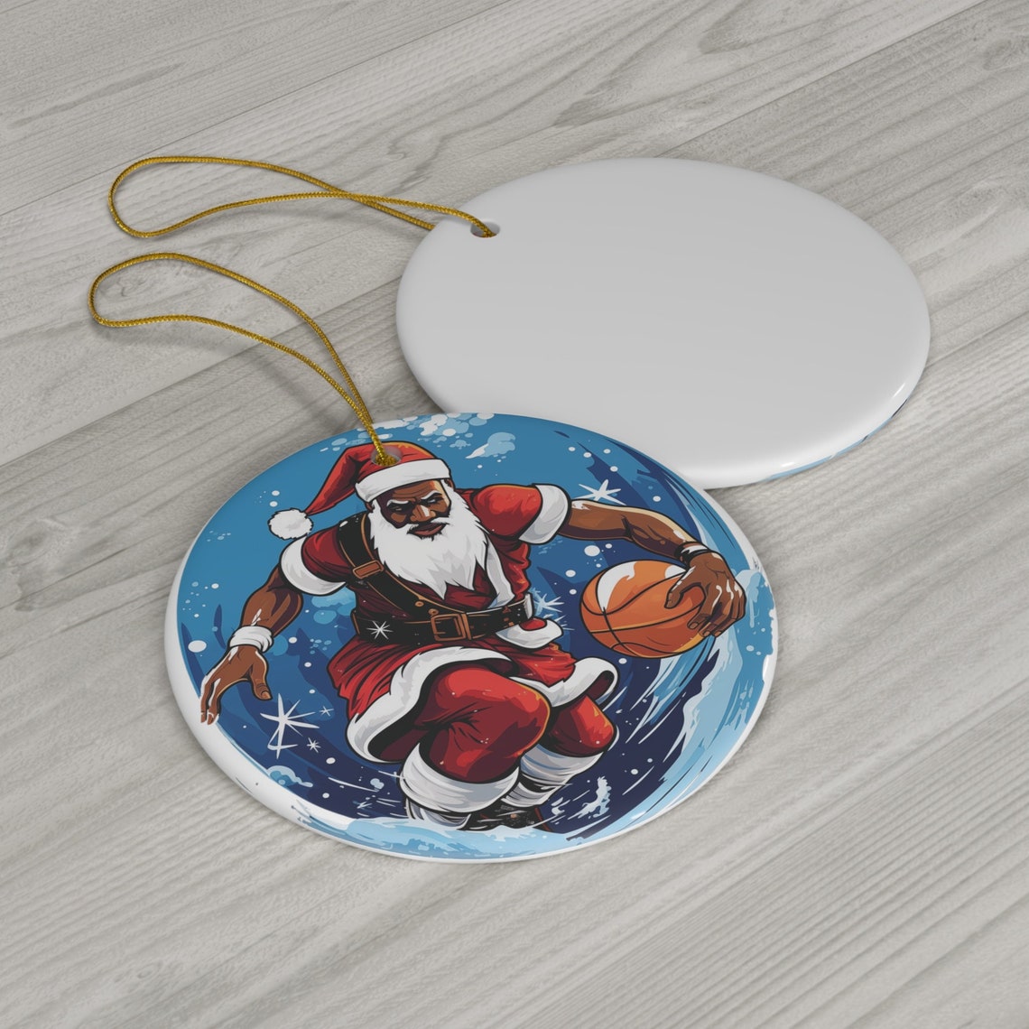 Whimsical Basketball Player Santa Ornament, Snowfall Balling Fun ...