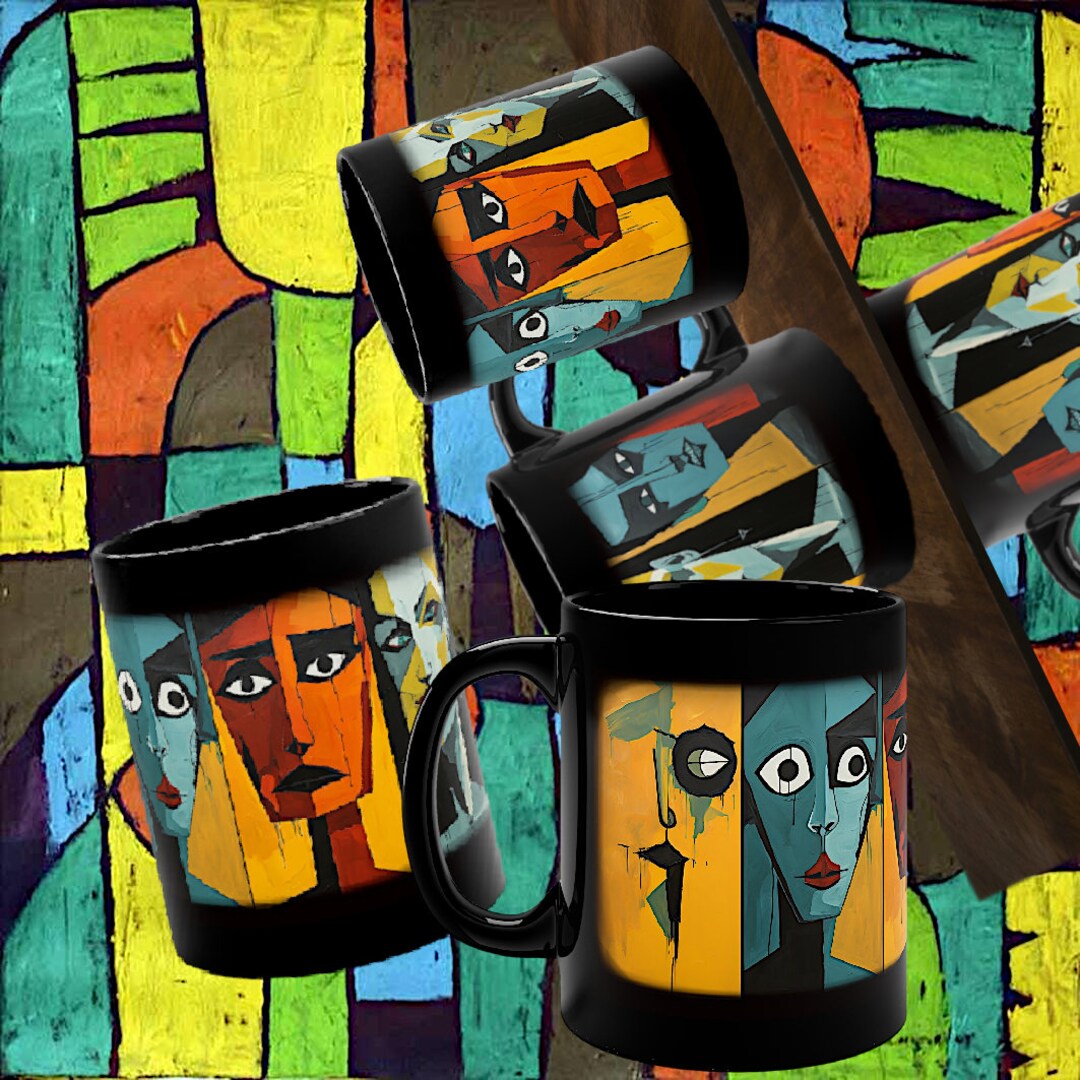 Picasso Like Abstract Faces Ceramic Coffee Mug, Unique Artistic ...