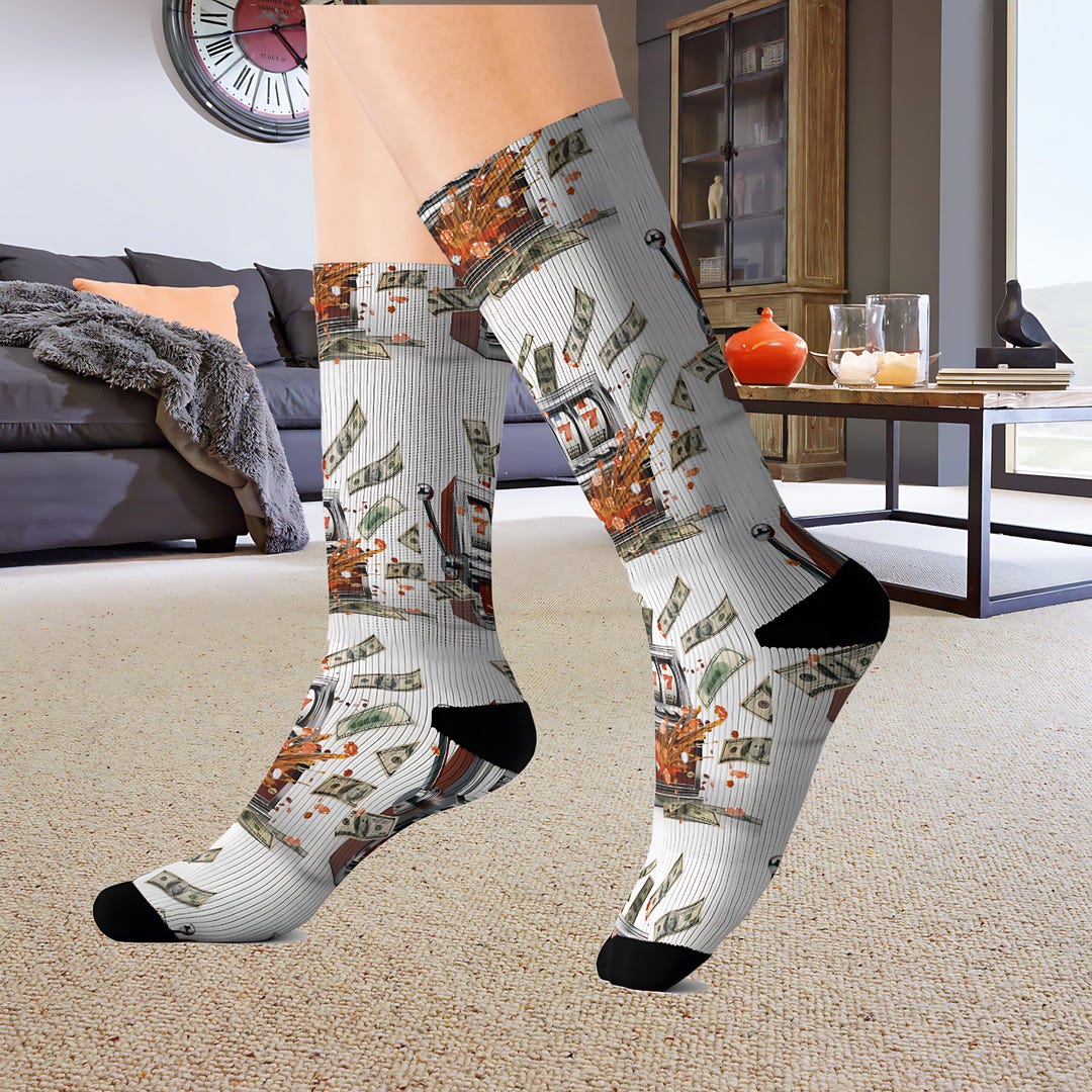 Colorful Exploding Jackpot Slot Machine Socks, Casino Style Fun ...
