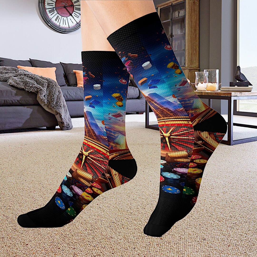 Black Casino Gambling Socks, Vegas Style Fun Gift for Men and Women ...