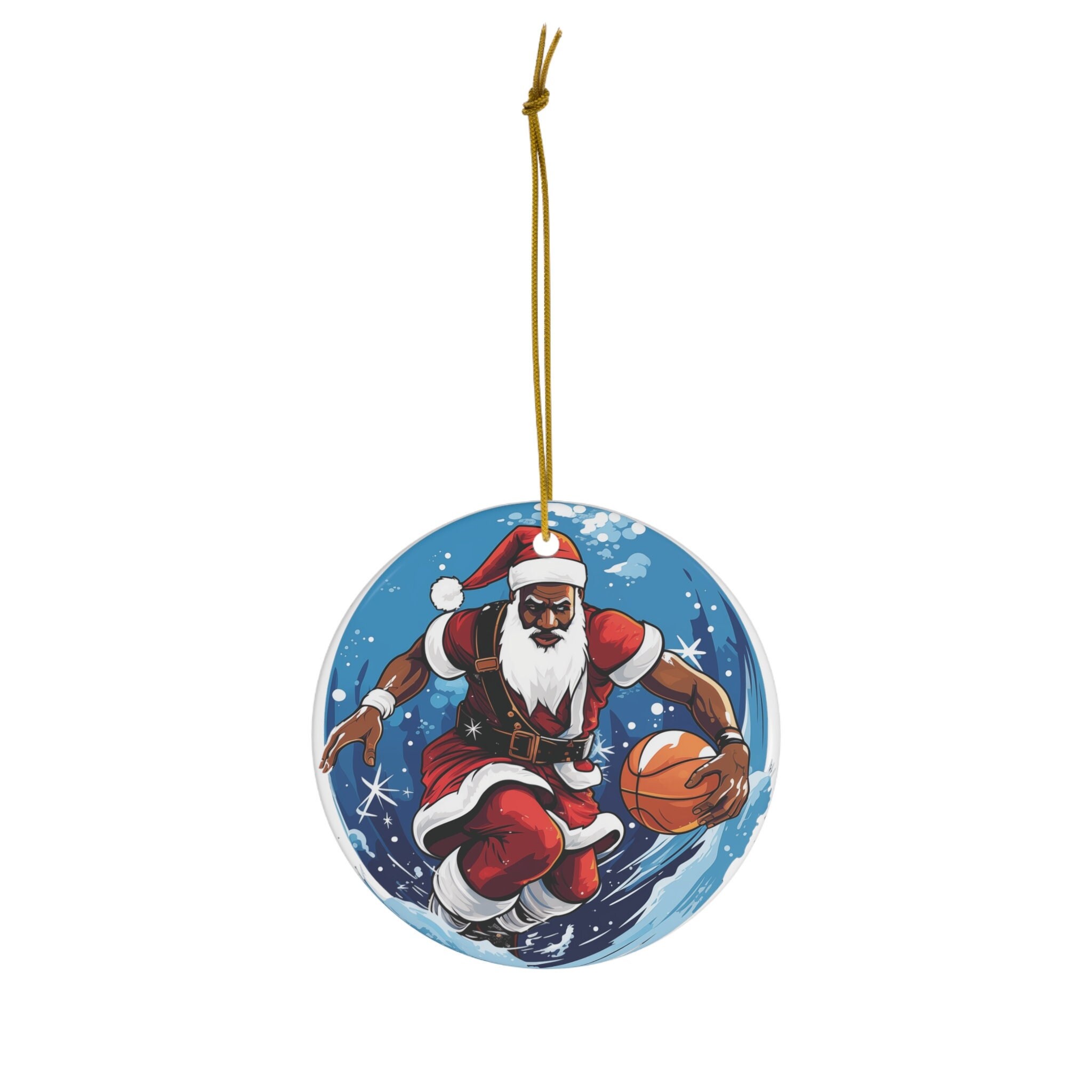 Whimsical Basketball Player Santa Ornament, Snowfall Balling Fun ...