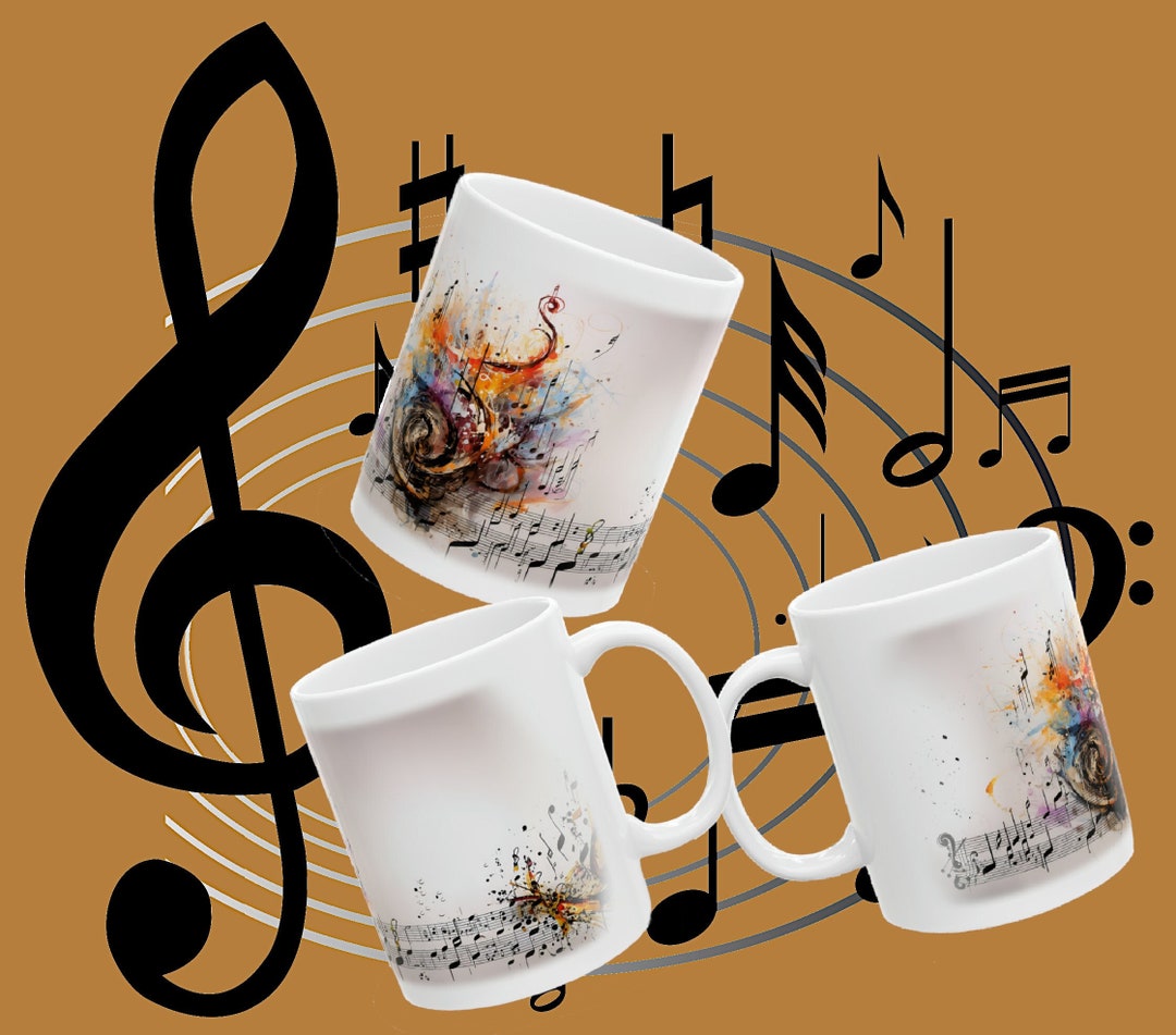 Abstract Sheet Music Coffee Mug, Piano Lover Ceramic Cup Gift, Vivid ...