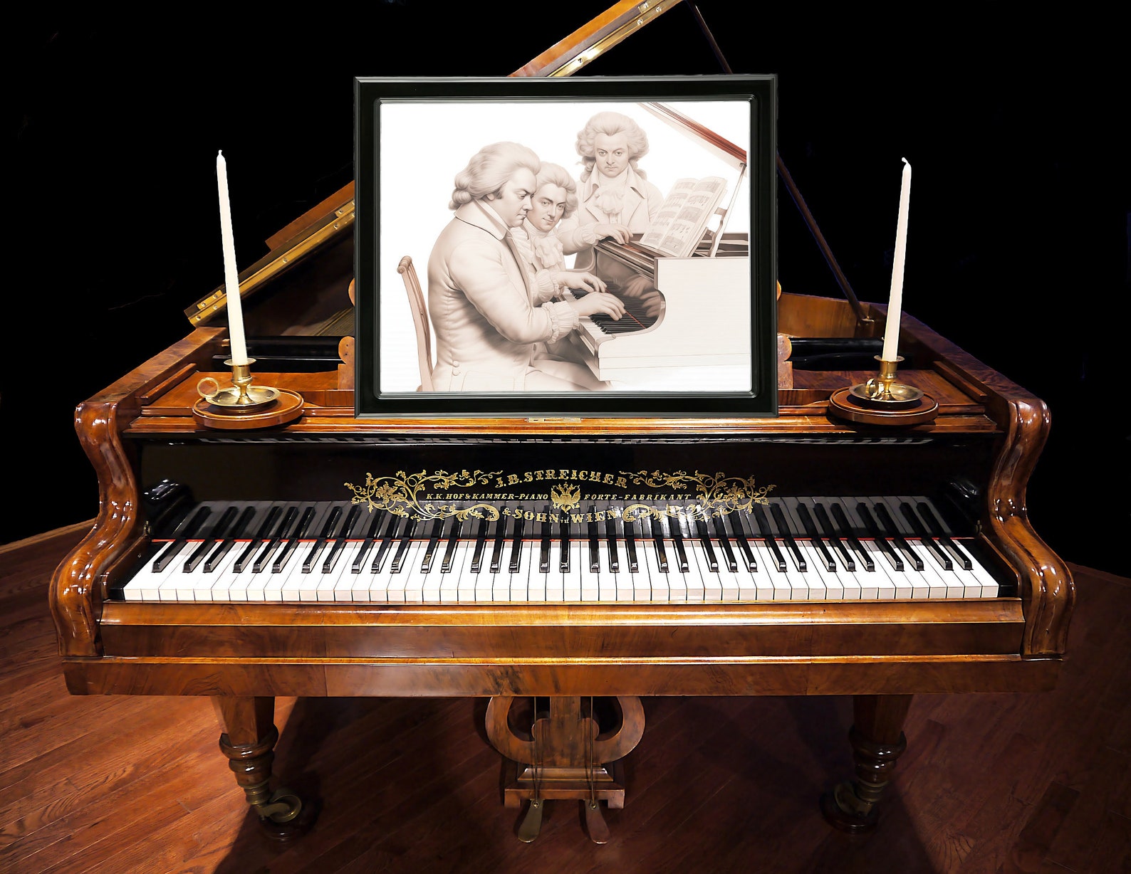 Bach Beethoven Mozart Genius Canvas Wall Art, Classical Music Pencil ...