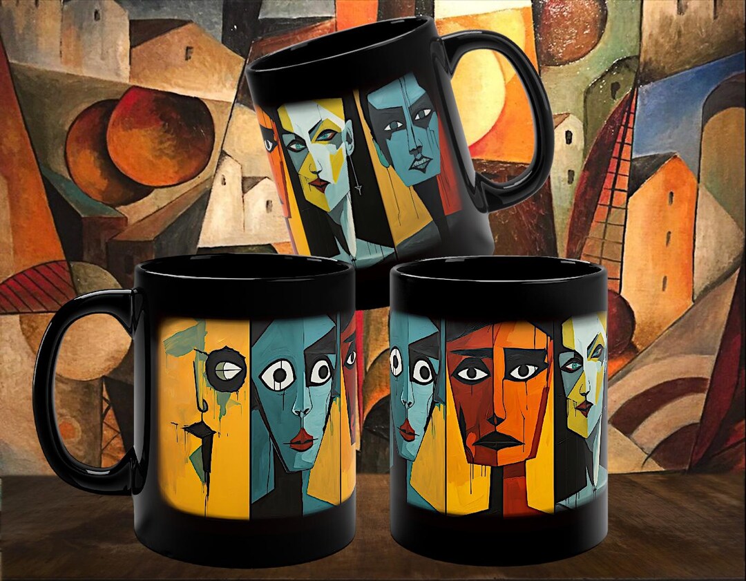 Picasso Inspired Bold Ceramic Coffee Mug, Abstract Art Mug, Disturbing ...