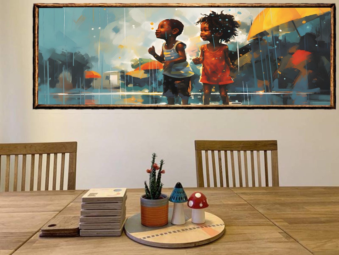 Adorable Children Canvas Black Wall Art, Urban African American Wall ...