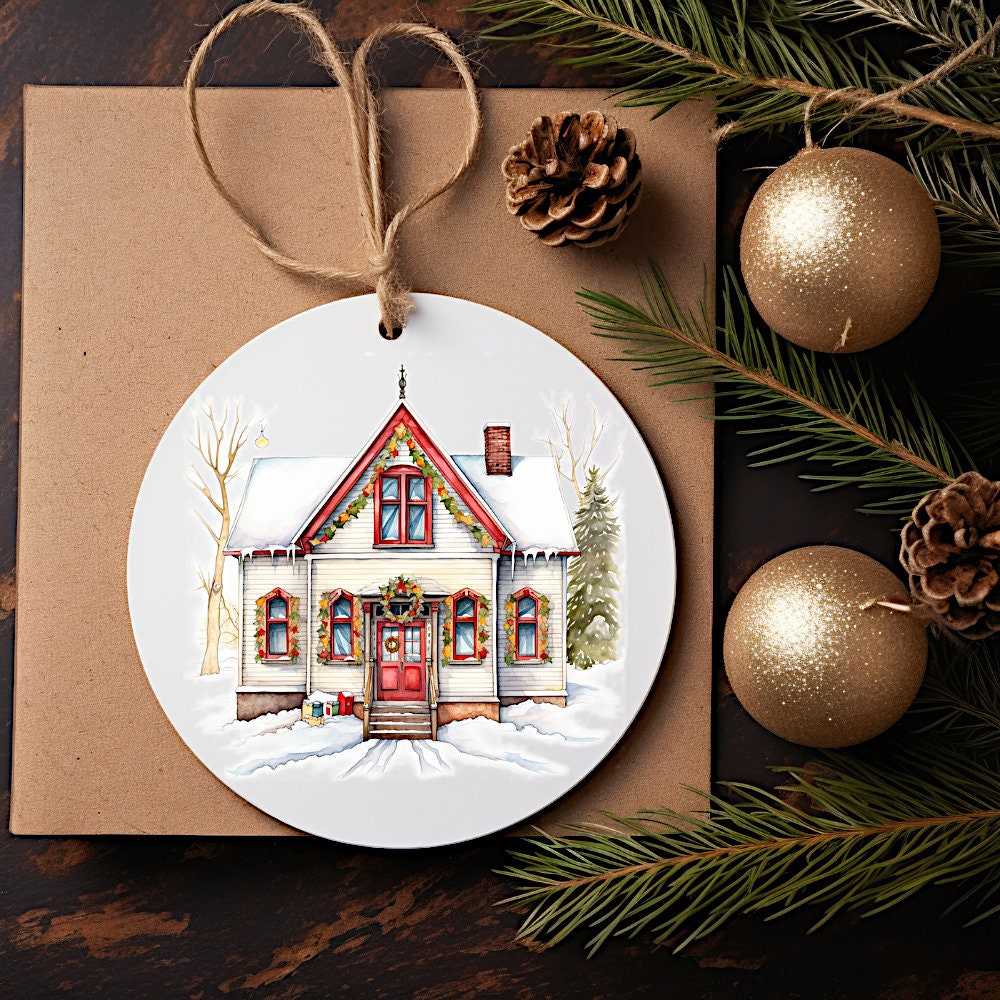 Traditional Schoolhouse Christmas Ornaments, Ceramic Christmas Ornament ...