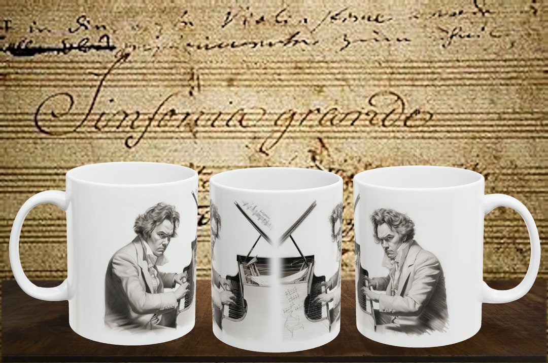 Ludwig Van Beethoven Classical Piano Coffee Mug, Intense Musician ...