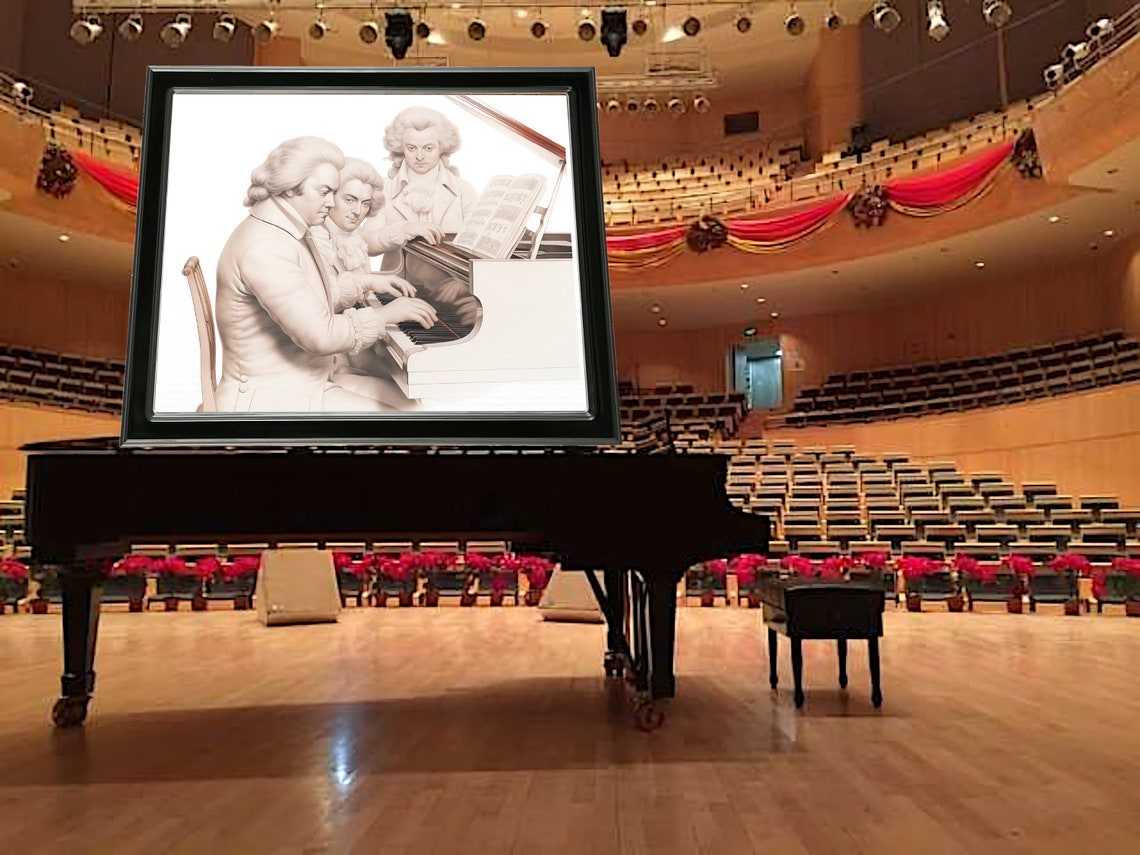 Bach Beethoven Mozart Genius Canvas Wall Art, Classical Music Pencil ...