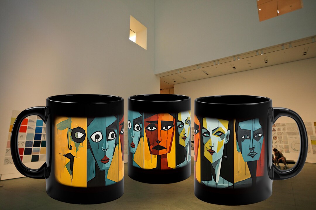 Unnerving Picasso Style Artistic Coffee Mug, Abstract Art Face Mask ...