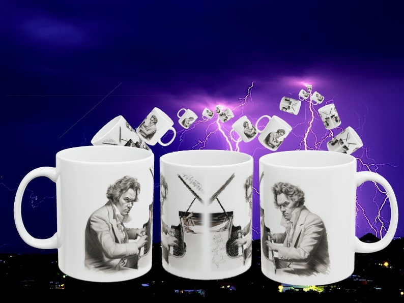 Pencil Sketch Beethoven Coffee Mug, Classical Music Composer Mug ...