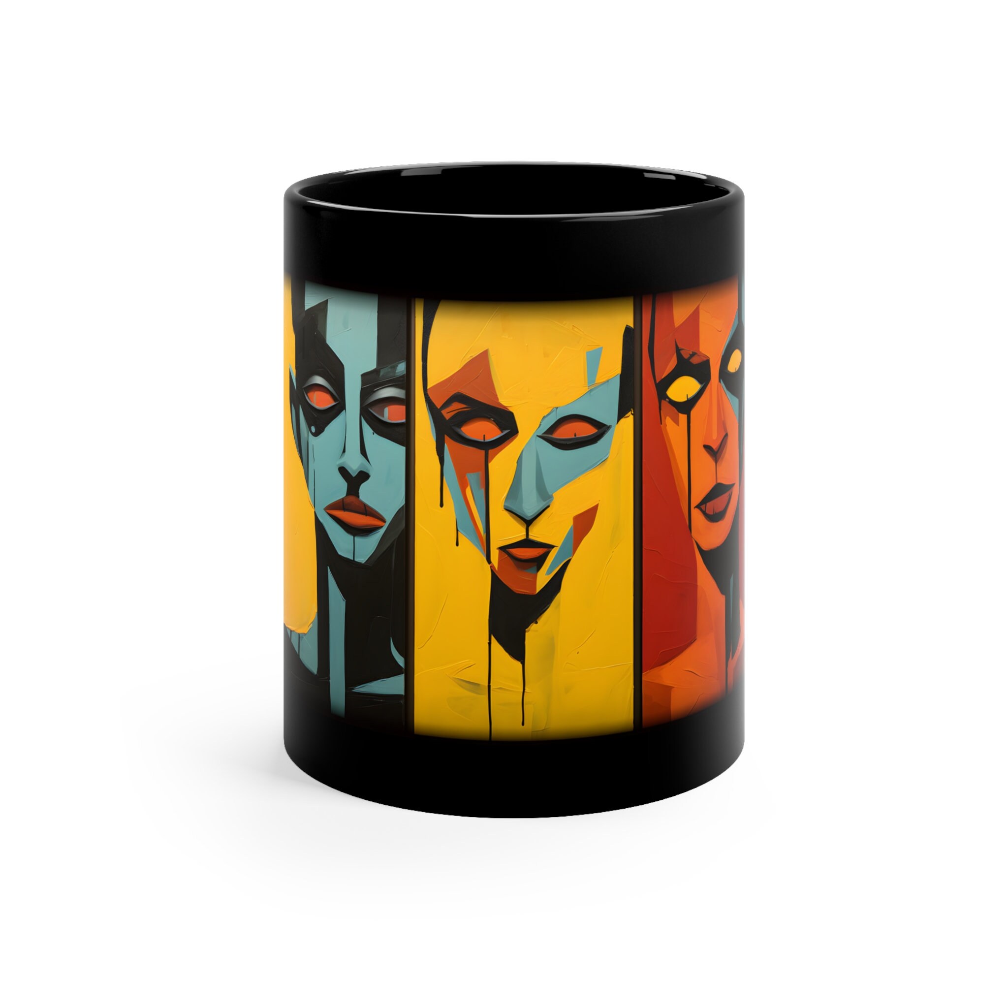 Abstract Art Picasso Inspired Black Coffee Mug, Expressionist Design ...