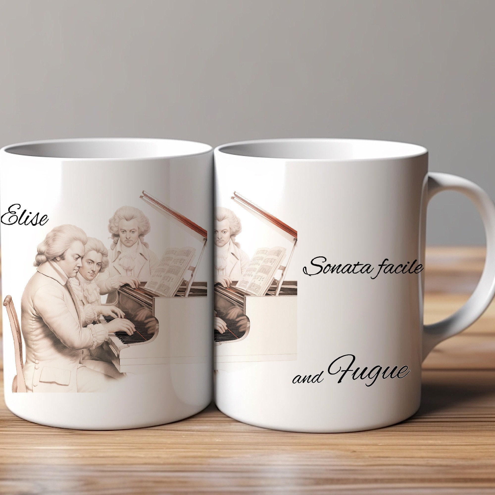 Beethoven Mozart Bach Themed Ceramic Coffee Mug, Classical Music Genius ...