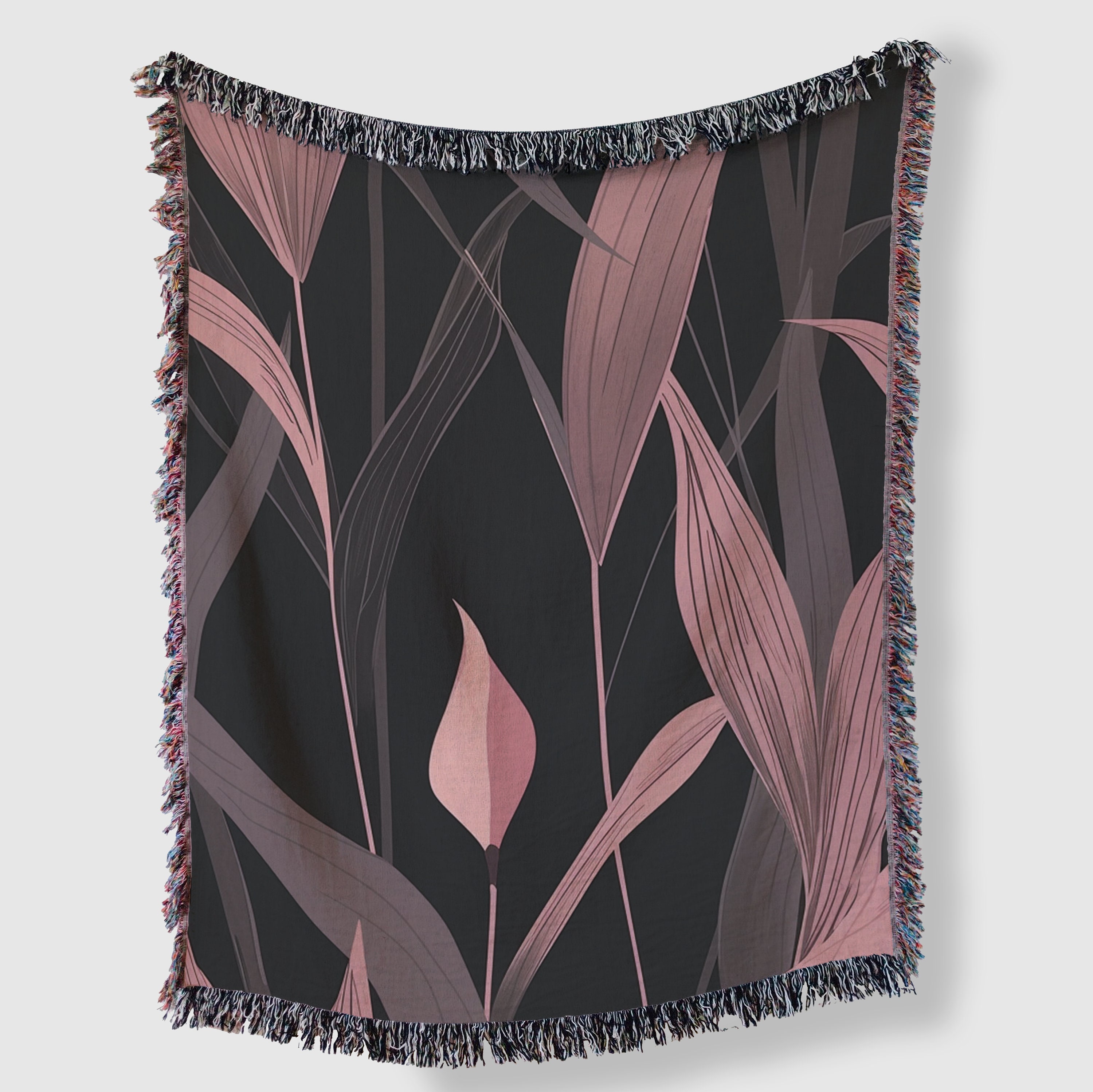 Woven Blanket Mockup Canva Woven Throw Blanket Mockup Jacquard Fringed ...