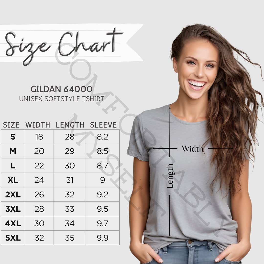 Gildan 64000 Size Chart Gildan Size Chart Mockup Size Chart T Shirt ...