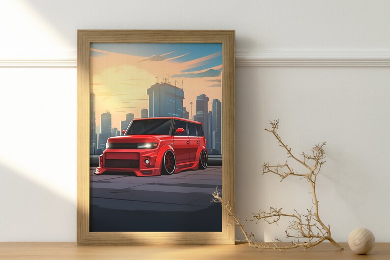 Red Scion Xb JDM Cartoon Art Anime Grand Theft Auto Style Cambered ...