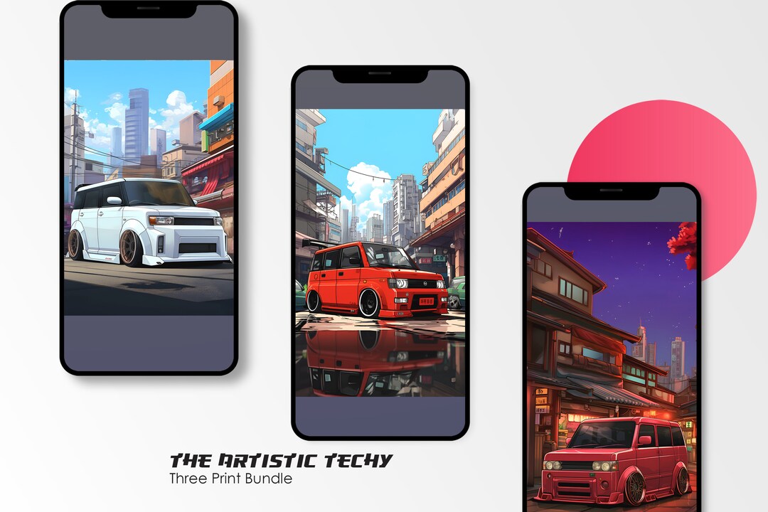 Scion Xb Anime Art Bundle | Trio of Anime Urban Scenes | Phone Screen ...