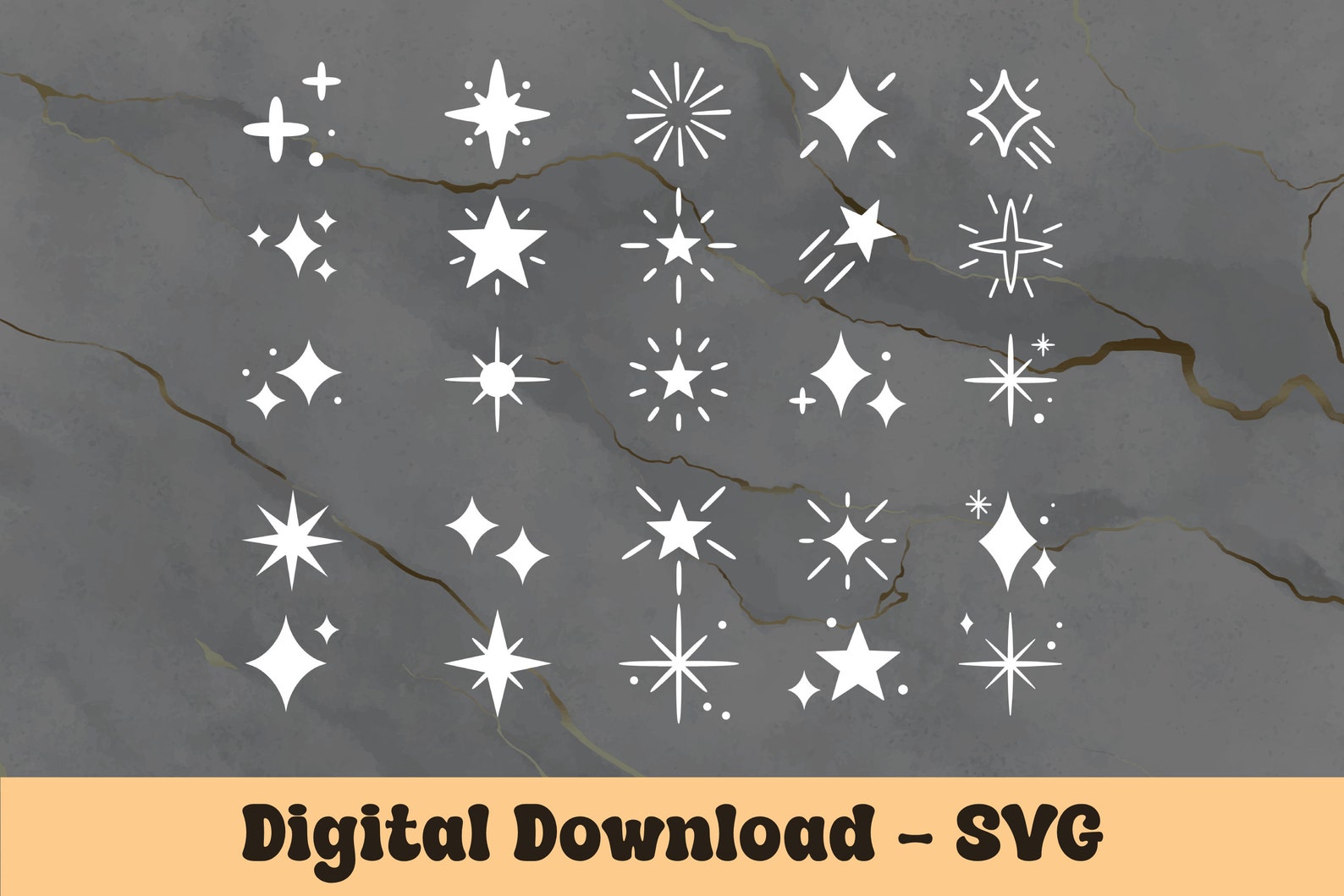 Sparkly Star SVG Drawings Bundle | 50 SVG Assets | SVG Zip Files ...