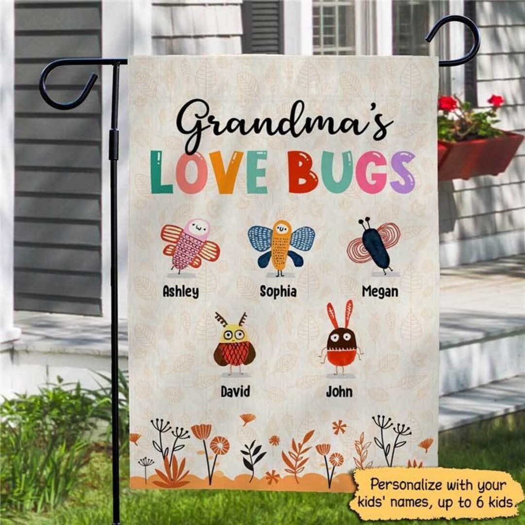 Personalized Grandma's Love Bugs Garden Flag, Mother's Day Gift for ...