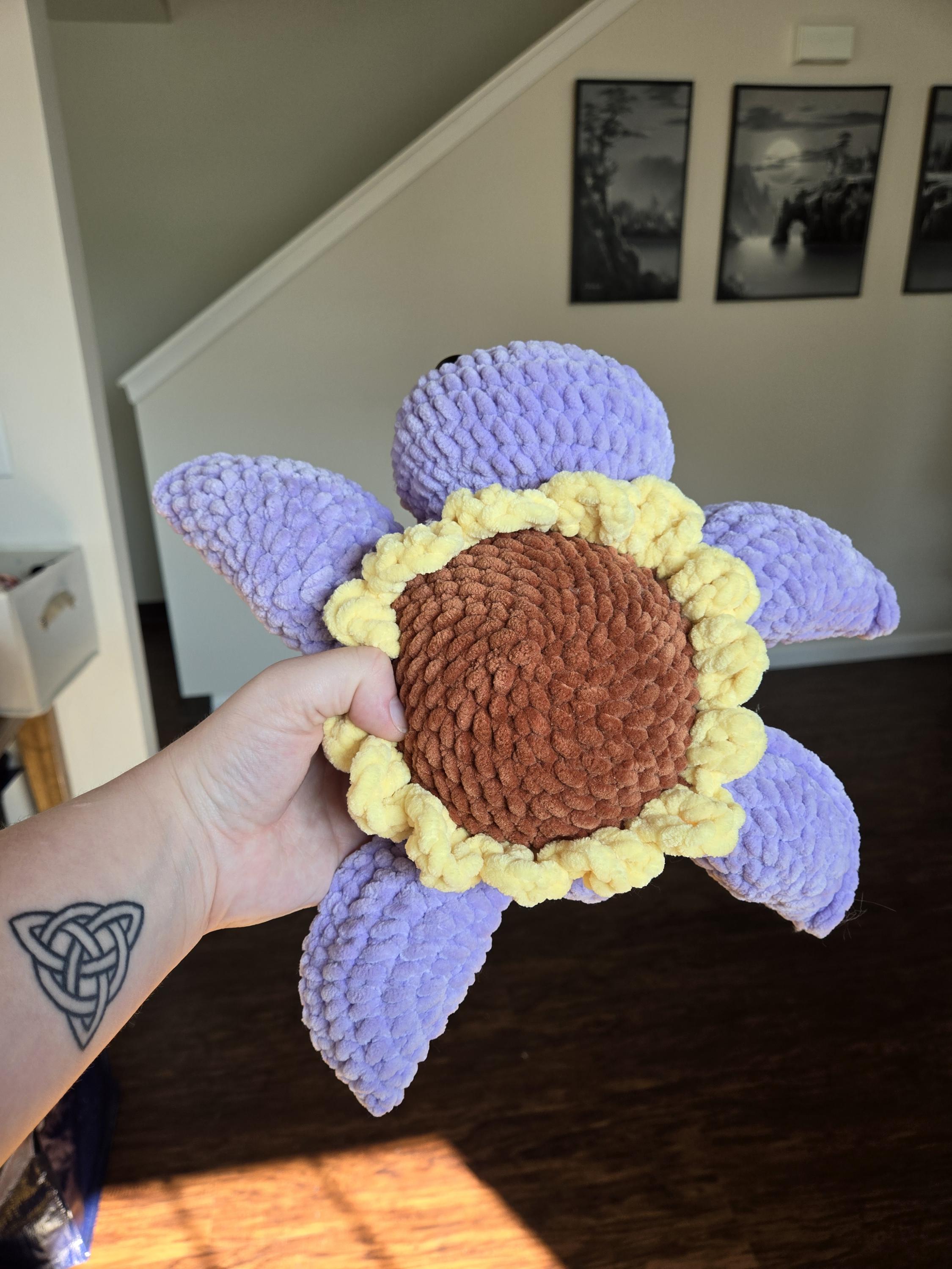 Sunflower Turtle Plushie Pal Customizable Amigurumi Flower Stuffy ...