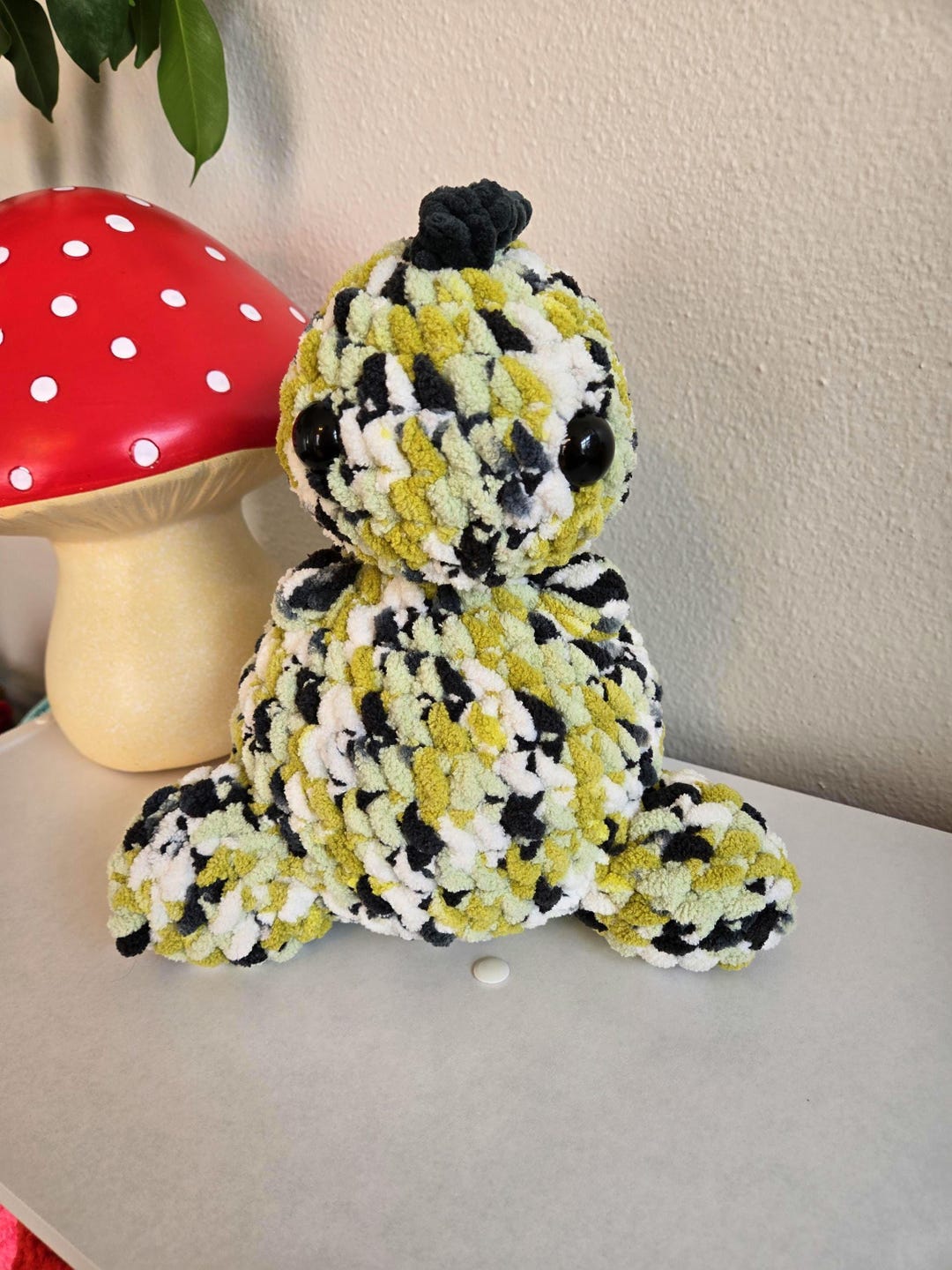 Chubby Dino Plushie Green Camo Crochet T-rex Stuffie Handmade - Etsy