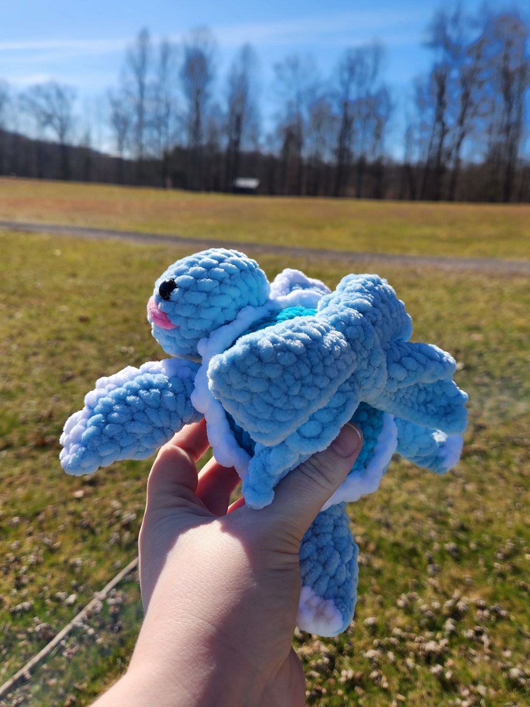 Cute Turtle With Bow Customizable Plushie Handmade Crochet Amigurumi ...