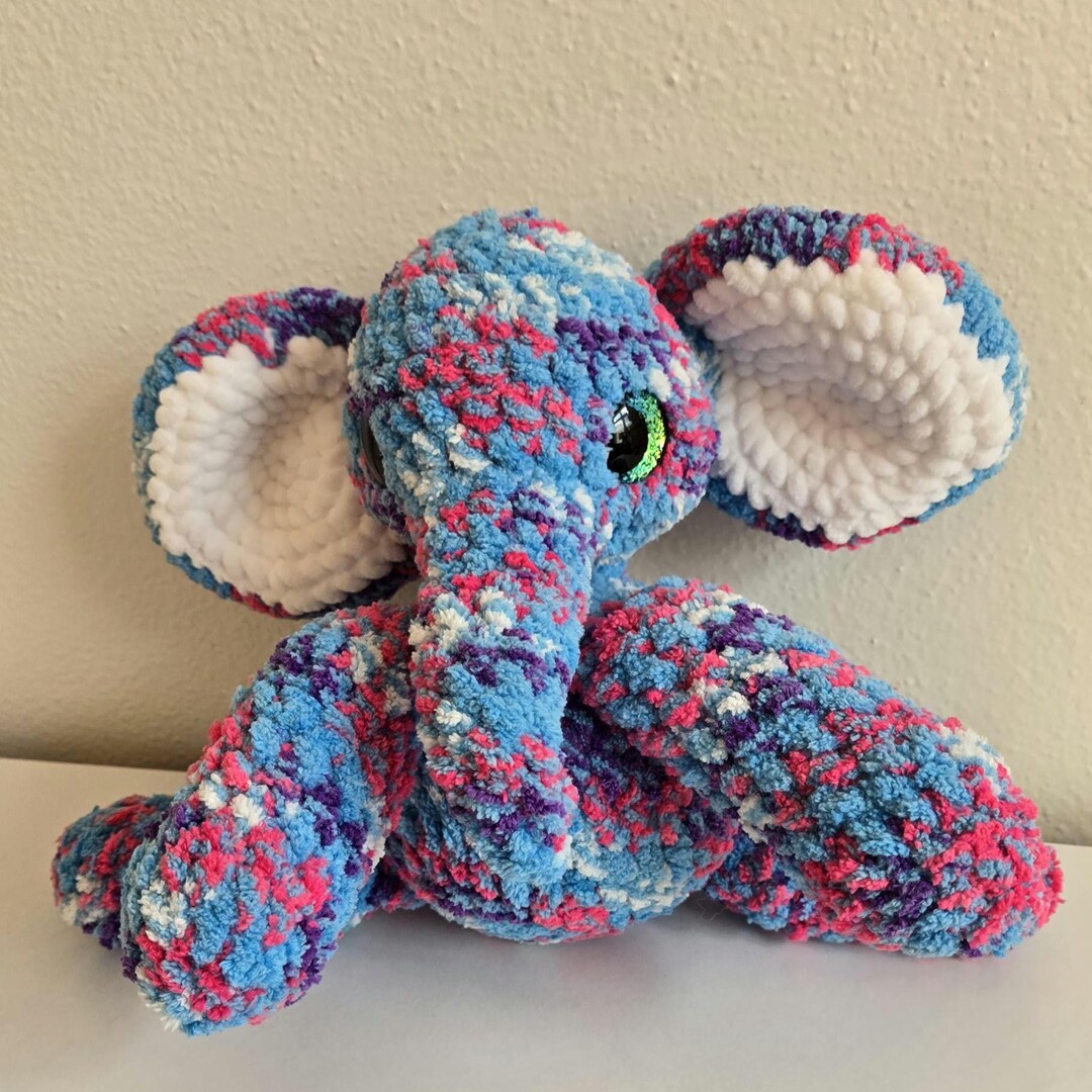 Chubby Blue Elephant Plushie With Big Ears Handmade Gift Ready to Ship ...